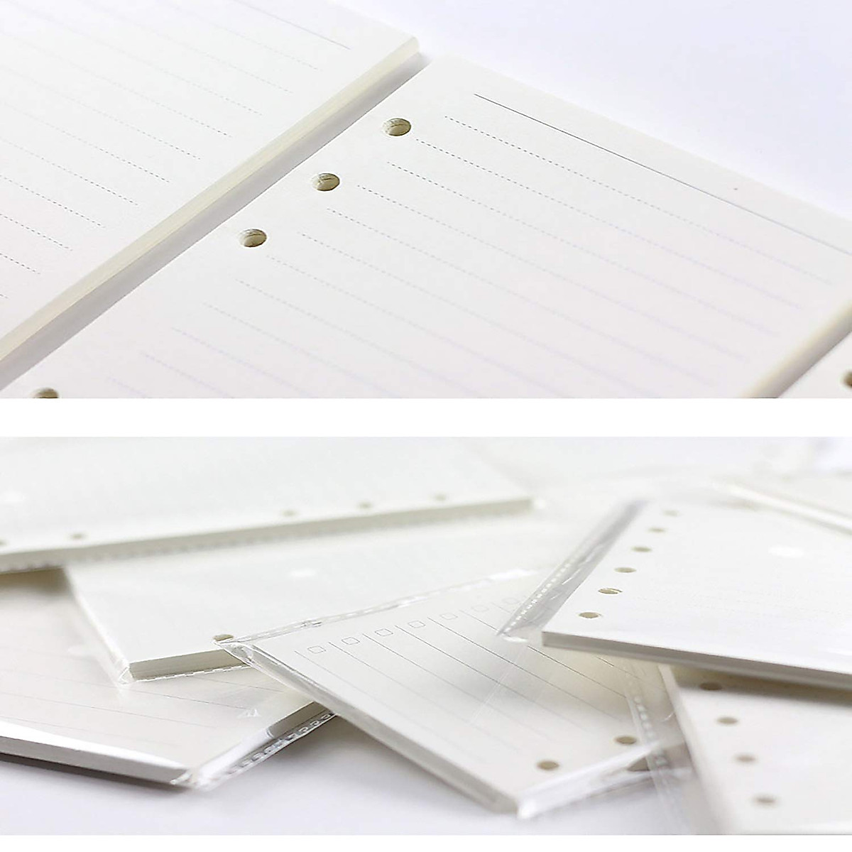 A6 Refill Paper, 6 Ring Loose Leaf Lined Paper, 90 Pages A6 6-Hole Planner Binder inserts with Binder Dividers for A6 Binder Budget Planner Journals Notebook Painting Personal Organiser-Line Pages