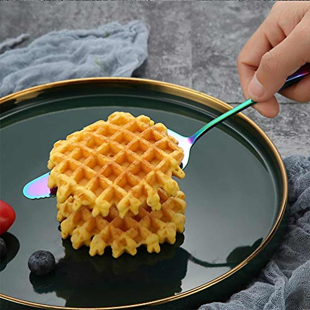 DOITOOL Colorful Pie Cake Server Knife, Wedding Cake Serving Set, Stainless Steel Cake Pie Pastry Servers, Simple Serrated Cake Shovel, Mirror finish& Onside with Fine Serrated