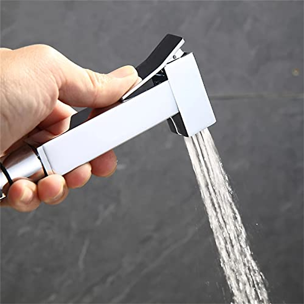 MINJING Bidet Faucet, Single Cold Handheld Toilet Bidet Sprayer Douche Kit Chrome Hand Held Shower Faucet Stainless Steel Shattaf Copper Valve Jet Set,B Set