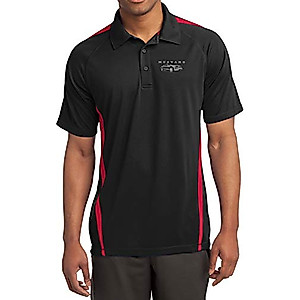 Ford Mustang with Grill Pocket Print Colorblock Polo, Black Red 3XL