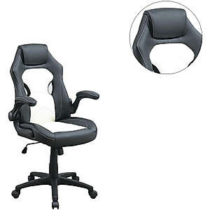 Aienid Fabric Black White Office Chair Upholstered 1Pc Comfort Chair Relax Gaming Office Chair Work