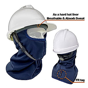 Fullsheild Full Face Mask Men FR Welding Hood Cotton Balaclava Flame Resistant Hard Hat Liner Neck Cover for Welder Firefighter Gear Motorcycle Navy One Size