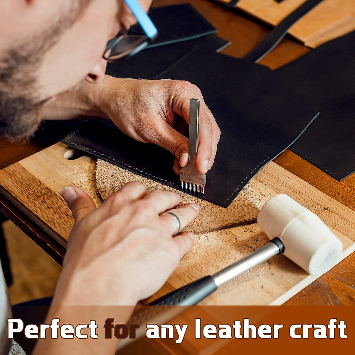 Amylove 30 Pcs Genuine Leather Sheets for Craft 12 x 7.8 Inch Tooling Leather Material 5lb