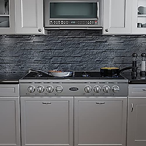 KoolMore KM-HGRT48-SS 48 Inch Natural Gas Range-Top with 8 Sealed Italian, Stainless-Steel Stovetop Knobs, Edge Cast Iron Cooking Grates, Electronic Ignition, 48" (8 Burners), Silver