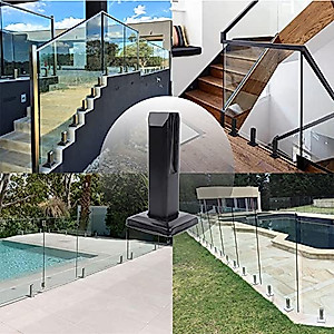 PHASFBJ 10pcs Stainless Steel Square Glass Clamp, Pool Fence Balustrade Post Clip, for Balcony Garden Deck, Balcony, Railings, Floor-Standing Heavy Duty Stainless Steel Stand,Silver