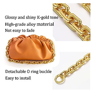 TOURDREAM Gold Heavy Chunky Bag Chain Metal Purse Handle Handbag Shoulder Strap Replacement Dumpling Cloud Pouch Chain (15.7 Inches, K-Gold)