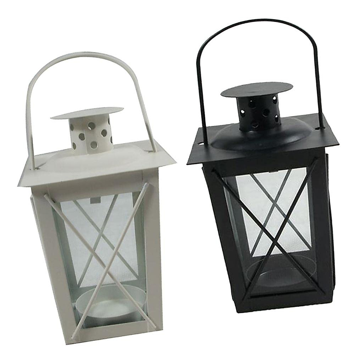 Homyl Metal Lantern Garden Lantern Wind Light Lantern Candle Holder Home Garden - Black, 6.69inch Height