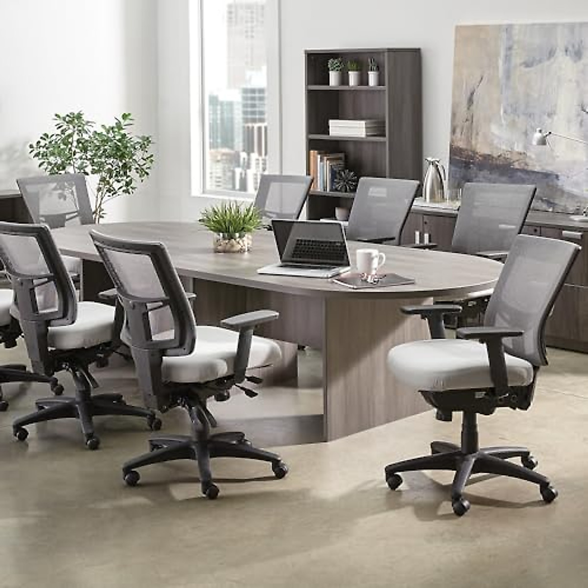 NBF 10L Conference Tables with Eight Seats - Laminate Conference Room Tables - Durable Office Meeting Table - Training Tables for Brainstorming Collaboration Sessions (48"D x 120"W x 29.5"H, Mahogany)