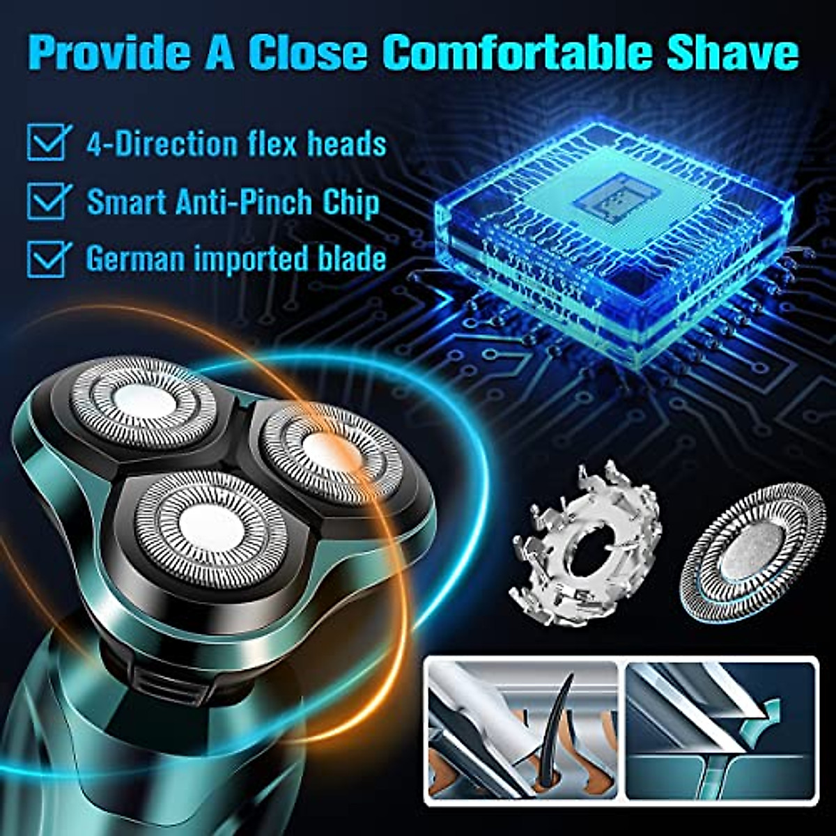 Electric Razor for Men, 2023 Men’s Electric Shavers Rotary LED Display/Waterproof/Rechargeable, Electric Shaver for Men Cordless Floating Head Replaceable Blades Portable Travel Razor Idea Gift