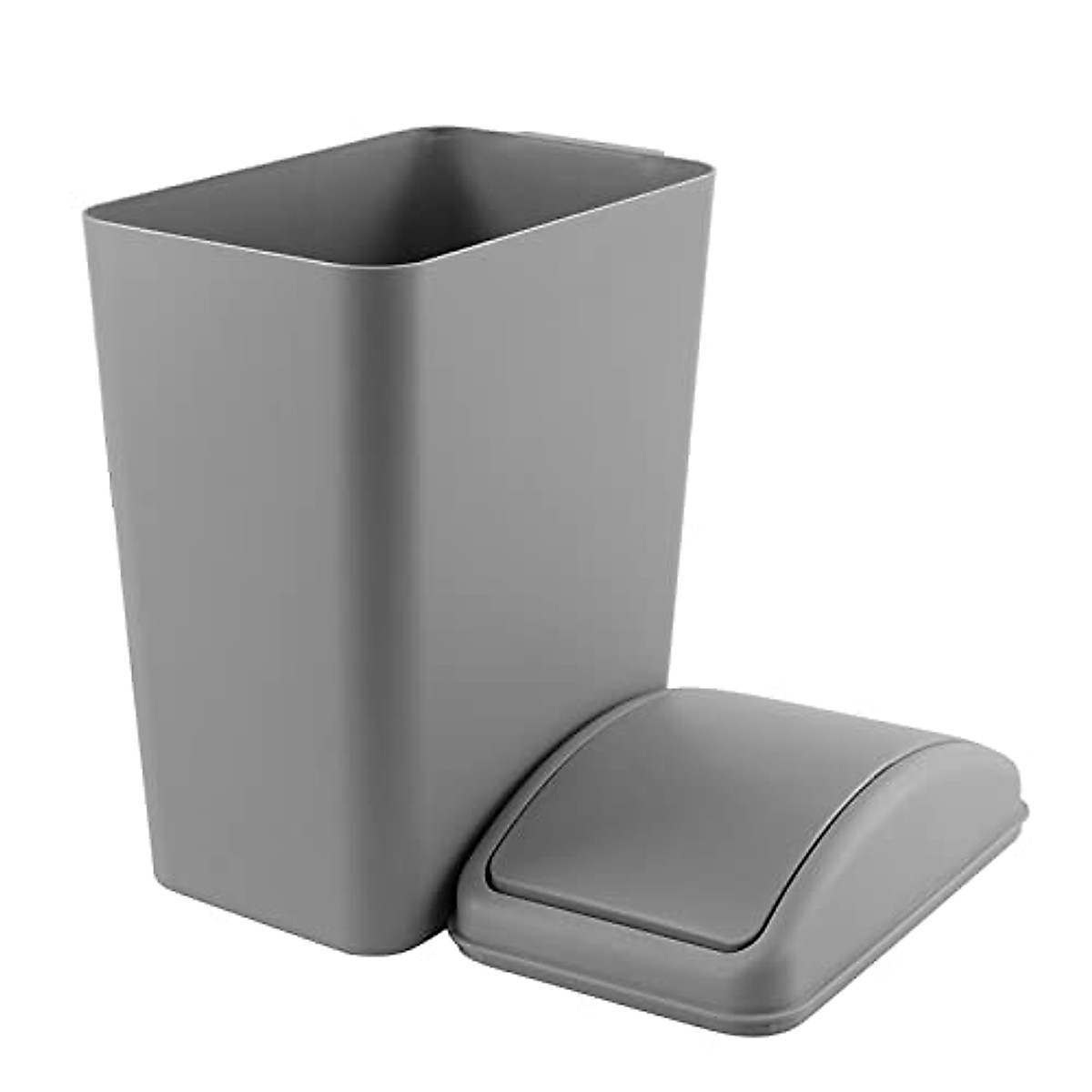 AnnkkyUS Plastic Trash Bin with Swing Lid, 16 L Small Garbage Bins, Grey