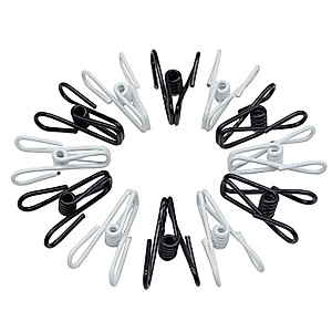 20 Pcs 2 Inch Black and White Chip Clips, PVC Coating High Elasticity Strength Steel Clothes Pins, Food Clips and Bag Clips