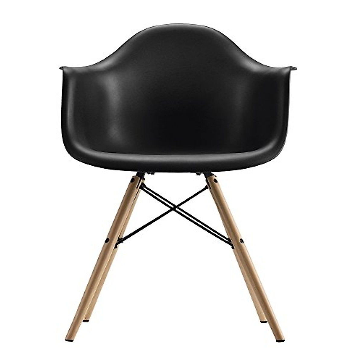 DHP C013701 Mid Century Modern Chair with Molded Arms and Wood Legs, Black