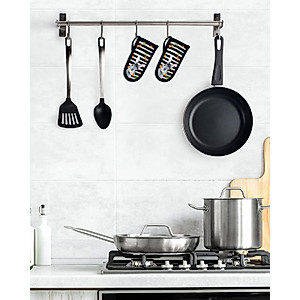 2 Pack Cast Iron Handle Cover, Spring Easter Pot Holders Covers Heat Insulation, Black and White Striped Bunny Carrot Skillet Handle Cover Hot Pan Handle Sleeve for Kitchen Cooking Cookware