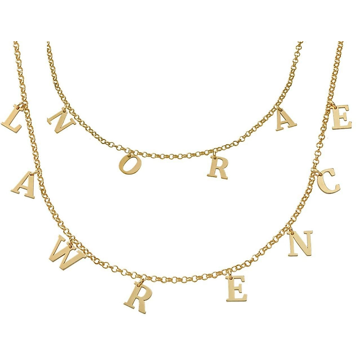 MyNameNecklace Personalized Adjustable Choker Necklace with Hanging Name Initial Letters-Custom Made Christmas Jewelry Gift (18k Gold Plating- Custom Your Own)