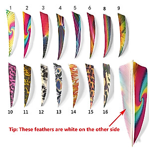 AMEYXGS 50pcs Archery Arrow Feather 4 Inch Natural Turkey Faether Colorful Arrow Fletches Right Wing Hunting Shooting Target Arrow Accessory (color 6)