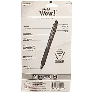 Pentel WOW! Colors Retractable Ballpoint Pens, Medium Line, Assorted Ink, 5 Pack (BK440CRBP5M)