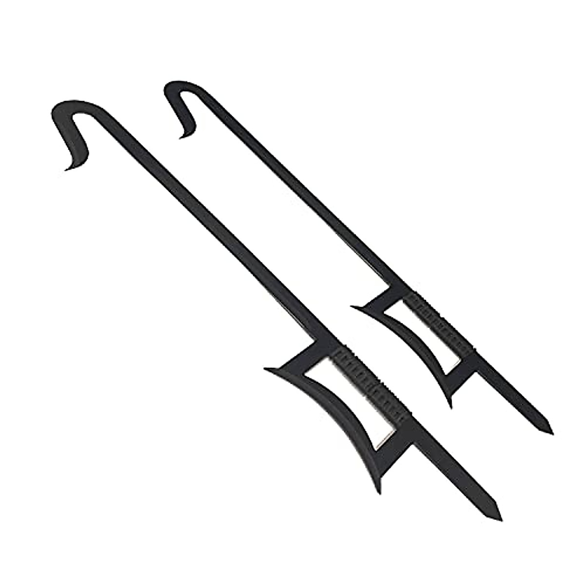 1sword 33 14 inches Two Twin Piece Set Stainless Steel Chinese Hook Sword with Black Corded Wrapped Grip on Handles Fully Functional