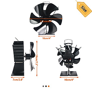 VODA Heat Powered Stove Fan 6 Blades, 120° Rotation Left-Right with Button Control, Efficient Wood Stove Fan for Heat Distribution in Fireplaces and Wood Stoves - Ideal for Eco-Conscious Homeowners