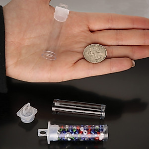 The Beadsmith Clear Plastic Tubes - 2-Inch-Long Round Tubes, 9/16 Inches in Diameter - Hanging Caps - Use for Beads, Bath Salts, Wedding & Party Favors, Home or Office Storage - Bag of 100