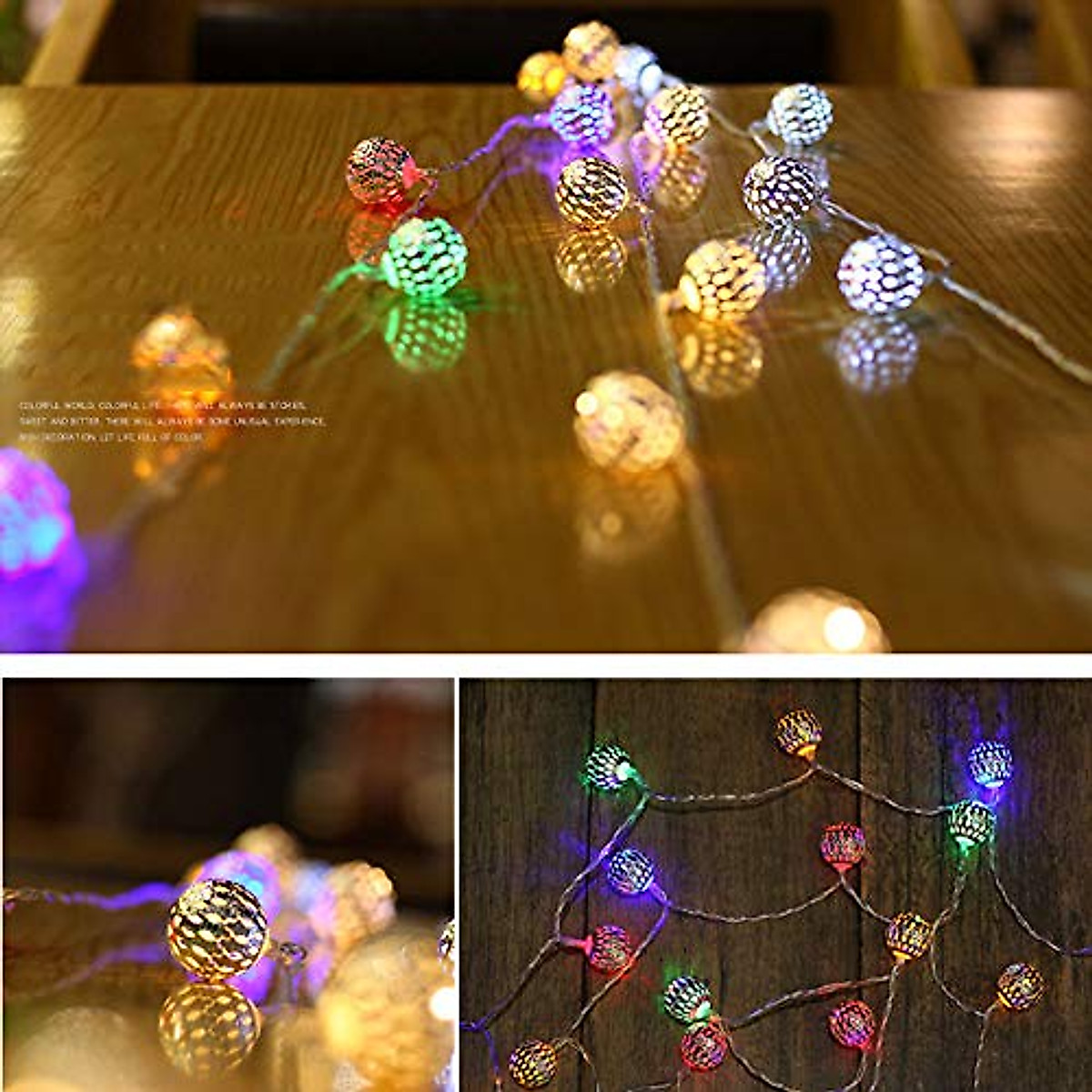 WESSD Solar Powered String LED Globe String Lights, Outdoor Starry Lights, Moroccan Fairy Lights, Backyard Lamp for Home, Garden, Party, Festival Decoration