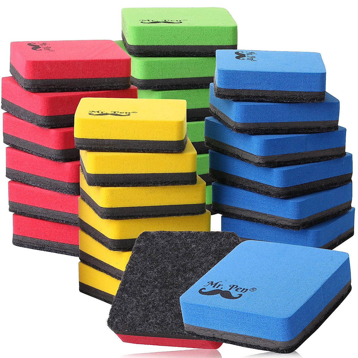 Mr. Pen- Dry Erase Erasers, 24 Pack, Dry Erasers, Dry Erase Board Erasers, White Board Erasers, Whiteboard Erasers, Small Dry Erase Eraser, Mini Dry Erasers, Magnetic Erasers, Dry Erase Marker Erasers