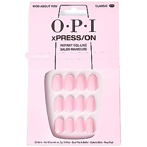 OPI xPRESS/ON Press On Nails, Up to 14 Days of Wear, Gel-Like Salon Manicure, Vegan, Sustainable Packaging, With Nail Glue, Short Pink Nails, Mod About You
