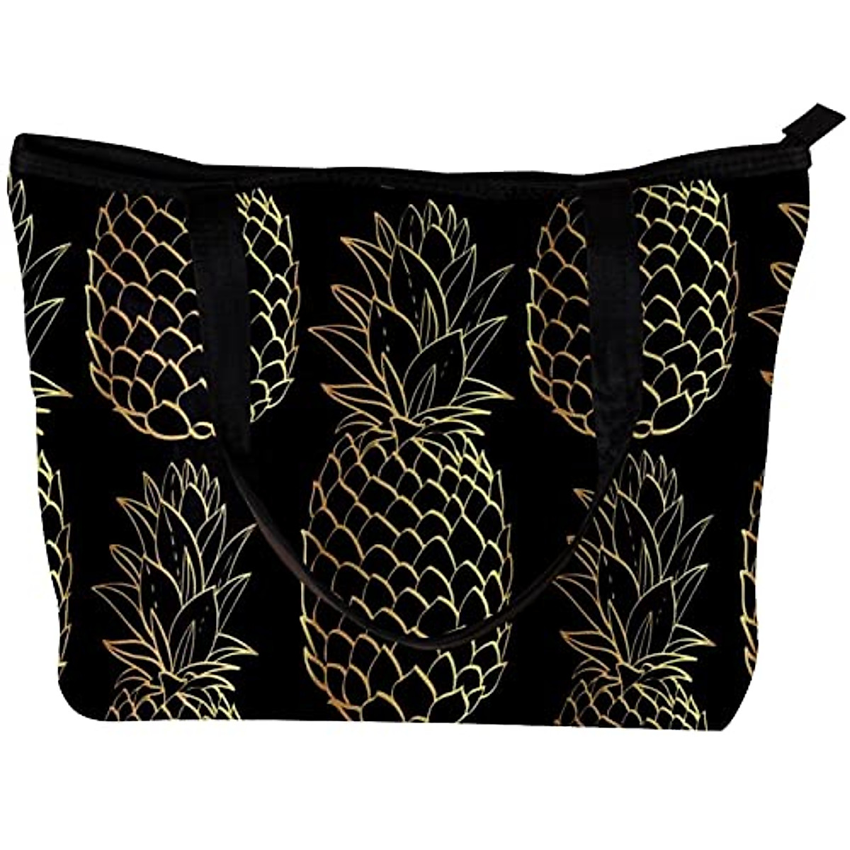 Tote Bag Women Satchel Bag Handbag Stylish Tote Handbag for Women Hobo Bag Fashion Crossbody Bag, Black Golden Fruit Pineapple