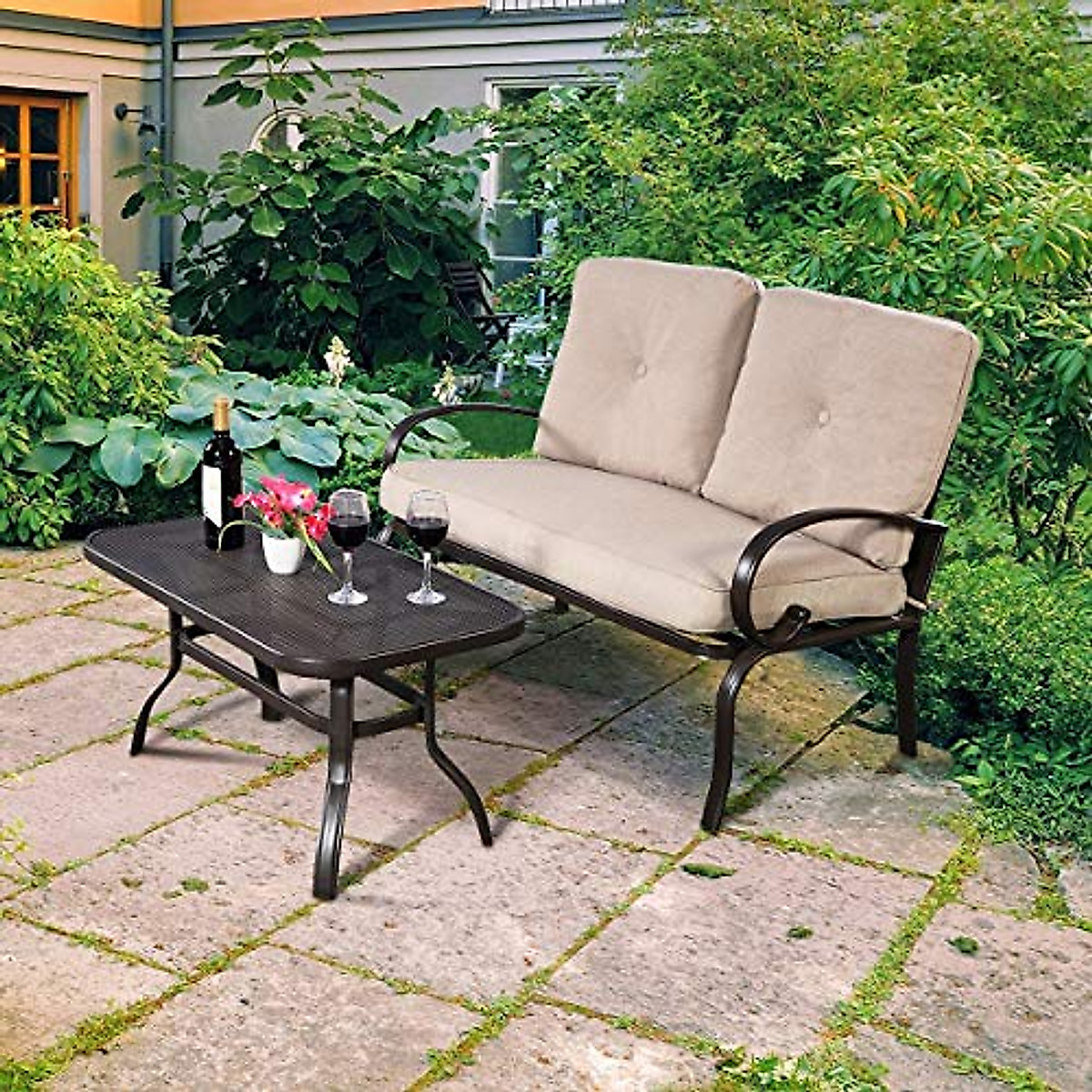 9rit_shop Perfect Patio, Garden, Lawn, Deck, Poolside and Other Outdoors 2 pcs Cushioned Coffee Table Seat