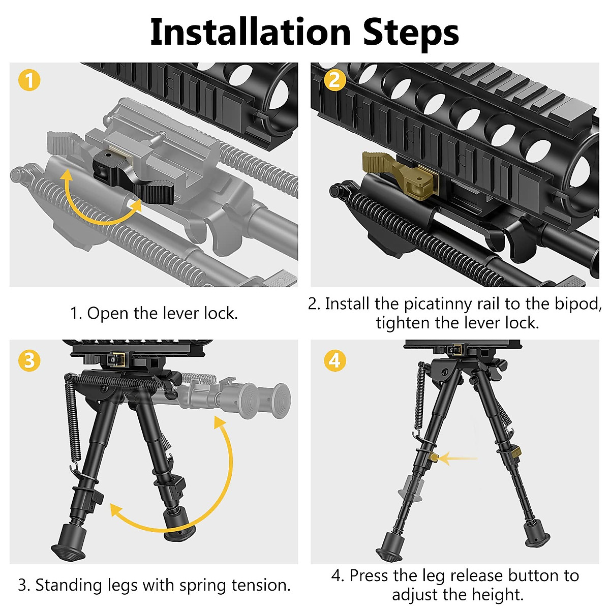 CVLIFE Rifle Bipod, 6-9 Inches Picatinny Bipod w/Quick Release Adapter