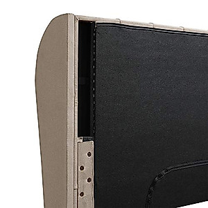 Lillian August Modern Wingback Upholstered Headboard with Diamond-Tufting, Soft Fabric Bedroom Accent Furniture, Eastern King, Beige