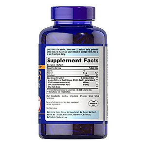 Puritans Pride Triple Strength Omega-3 Fish Oil 1360 Mg (950 Mg Active Omega-3), 240 Count, Package may vary