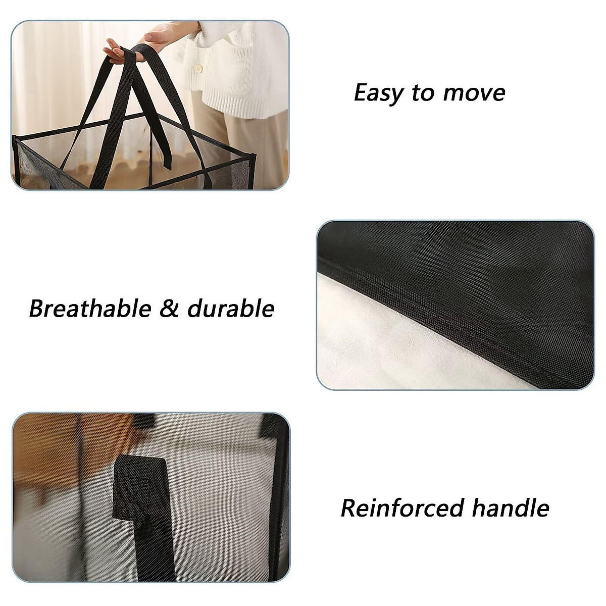 Typutomi 4 Pack Popup Laundry Hamper, Small Collapsible Mesh Laundry Baskets Dirty Clothes Basket with Handle Cube Storage Basket for Washing Storage,Toy Storage,Dorm and Travel(White,13 Inch)