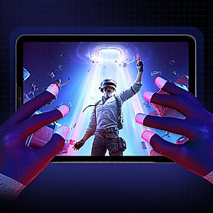 Aktudy 1 Pair Five-Finger Gloves Highly Sensitive Gaming Finger Sleeves Anti-Sweat Breathable Keep Warm for PUBG E-Sports Sara Gaming Gloves (Blue)