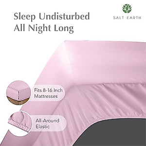 Salt Earth Cotton Queen Size 4 Piece Sheet Set 100% Cotton with 16 Inch Deep Pockets Easy Fit Sateen Weave Sheets & Extra Soft Breathable & Comfortable 400 Thread Count (Royal Mist/Light Purple)