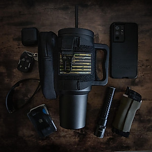 Iron Infidel Tactical Tumbler with Straw Lid - 40oz Insulated Tumbler for Men & Women that Fits Car Cup Holder with Rugged Sleeve to Store Keys, Wallet & Phone - Stealth Black