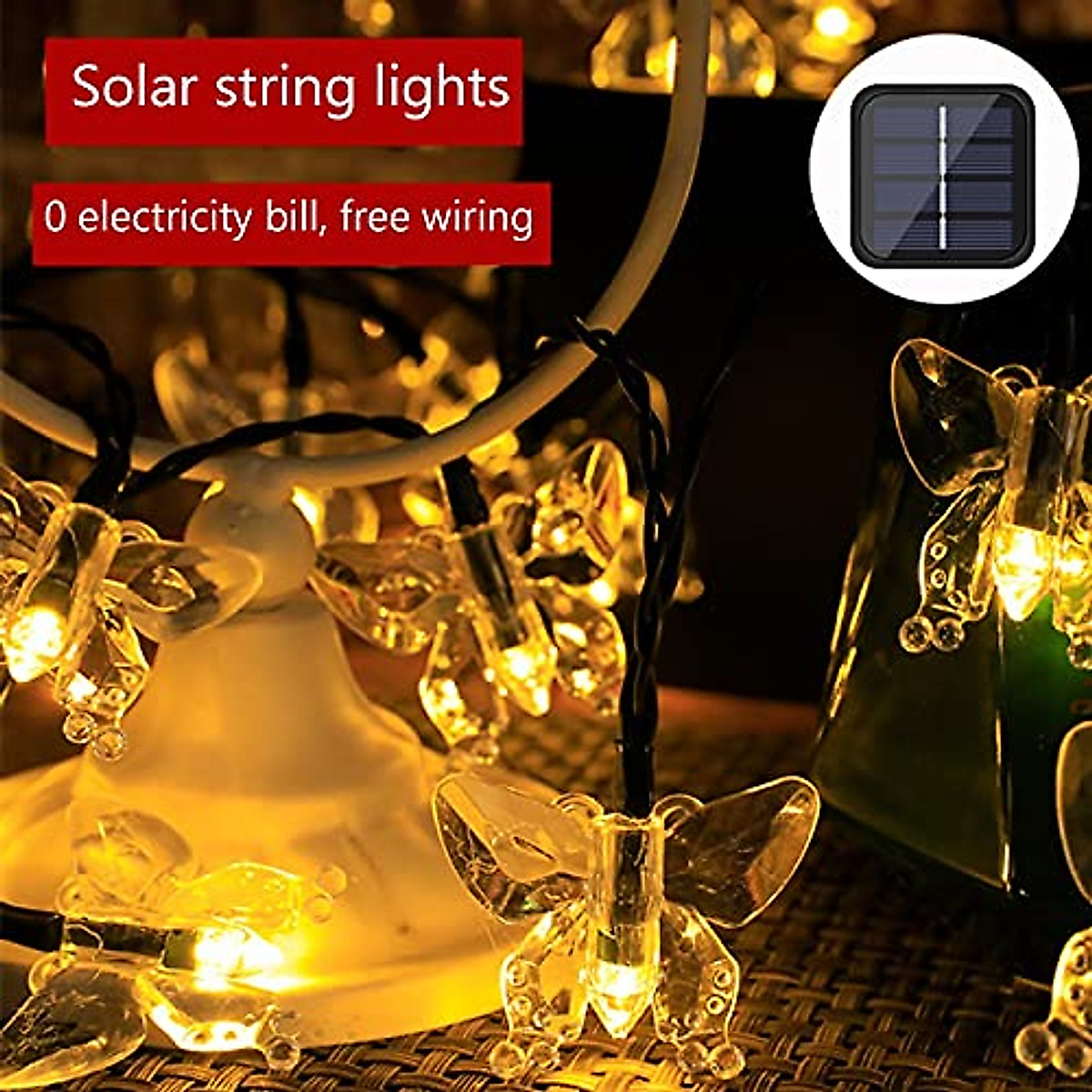 WYNDCM Christmas Curtain String Lights, Solar Pine Cone String Lights Waterproof Fairy Light for Home Garden Decor Lights Xmas Tree Wedding Party Festival Decoration,3,7M50Lights