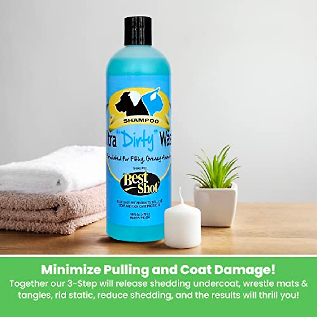 Best Shot Ultra Dirty Wash Shampoo, Coat and Skincare Product for Dogs and Cats, Soap-Free, Quick-Rinsing, Refreshing Agree Musk Fragrance, 16 Oz