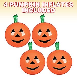 ArtCreativity Pumpkin Inflates, (Set of 4), 14 Inch Blow-Up Jack-O-Lanterns, Inflatable Halloween Pumpkins Decorations, Halloween Party Supplies, Jackolantern Inflate, for Indoor and Outdoor Use