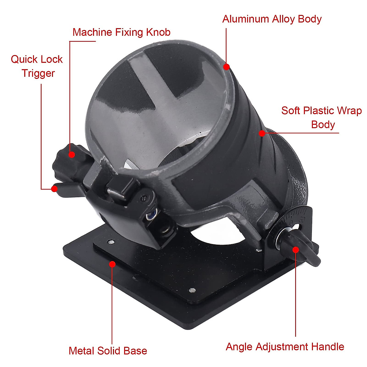 ViaGasaFamido Trimming Machine Fixed Base Adjustable Angle Woodworking Trimmer Router Base Aluminum Alloy Woodworking Accessories for Slotting Trimming Carving