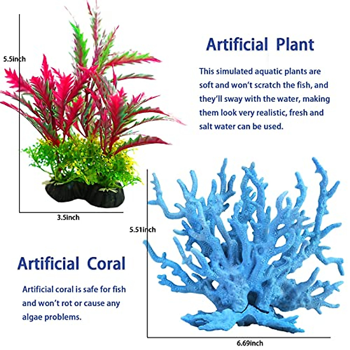 Kooterfun Mermaid's Castle Fish Tank Decorations-28pack Include Castle Hideout, Faux Coral,Starfish and Artificial Plastic Plants Aquarium Décor Accessories for All Fish-Pink