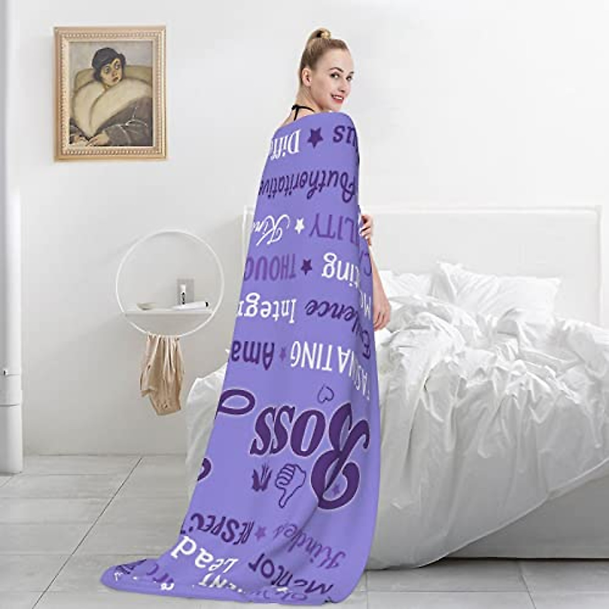 Pesine Boss Lady Gifts for Women Blanket Boss Day Gift Birthday Retirement 50X60in Flannel Throw Blanket