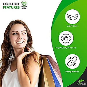 PUREVACY Paper Shopping Bags with Handles 8 x 4.75 x 10.5 Inch, Pack of 25 Gray Kraft Paper Bags with Handles, Paper Gift Bags with Handles, Reusable Party Favor Bags for Small Business and Shopping