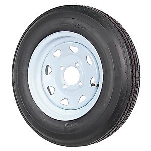 eCustomrim 2-Pack Trailer Tires On White Wheel Rims 530-12 5.30-12 5.30 x 12 Load Range C 4 Lug - 2 Year Warranty w/Free Roadside