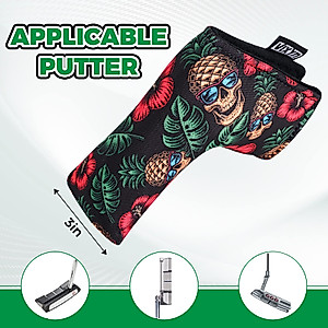 VIXYN Blade Putter Cover and Microfiber Towel Bundle Set (Pineapple Skull)