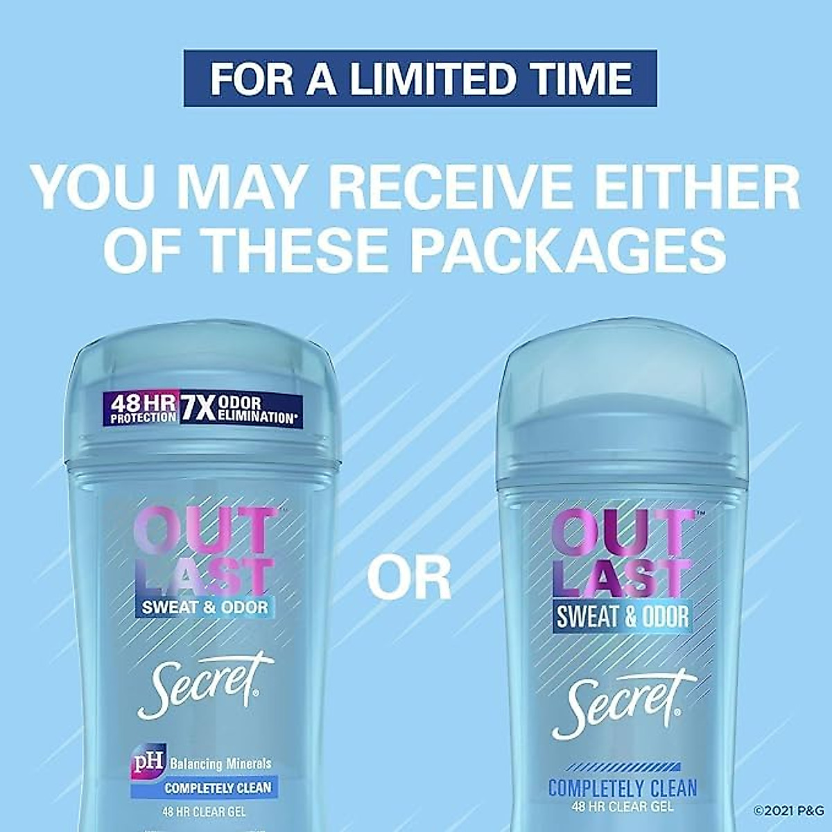 Secret Deodorant Outlast Clear Gel Completely Clean 2.6 Ounce (76ml) (3 Pack)