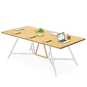 Tribesigns 6FT Conference Table for 6-8 People, Large Rectangular Meeting Room Table, Modern Seminar Table Boardroom Desk with Metal Frame for Office Conference Room, 70.86" L x 31.49" W x 29.52" H