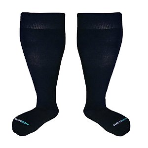 HOYISOX Plus Size Compression Knee High Socks, Wide Calf Extra Large for Men and Women, Comfortable Cotton (US, Alpha, 4X-Large, Regular, Regular, Black)