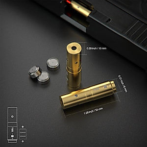 Feyachi Bore Sight 9mm Red Dot Laser Zeroing Bore Sighter Pistol Laser Boresighter with 3 Sets of Batteries