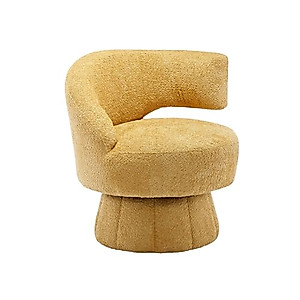 i-POOK 360 Degree Swivel Accent Chair, Upholstered Round Armchairs with 21.65" Deep Seat, Comfy Barrel Chair Club Chair for Living Room, Reading Room, Yellow