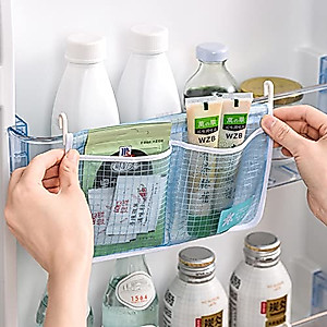 MOLANLY 2 piece Refrigerator Door Organizer Set Fridge Hanging Mesh Bag for Kitchen Storage Bag Household Sundries Sorting Bag Used to Refrigerator Side Door Storage Small Objects Containers